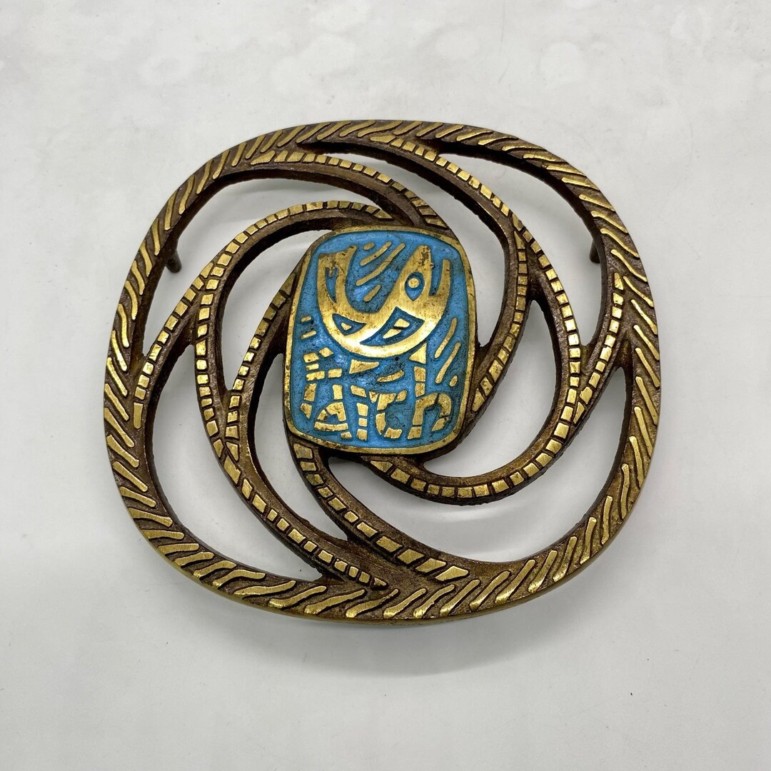 Vintage Mid Century Brass faith Fish Trivet Terra-sancta Guild 1967 ...