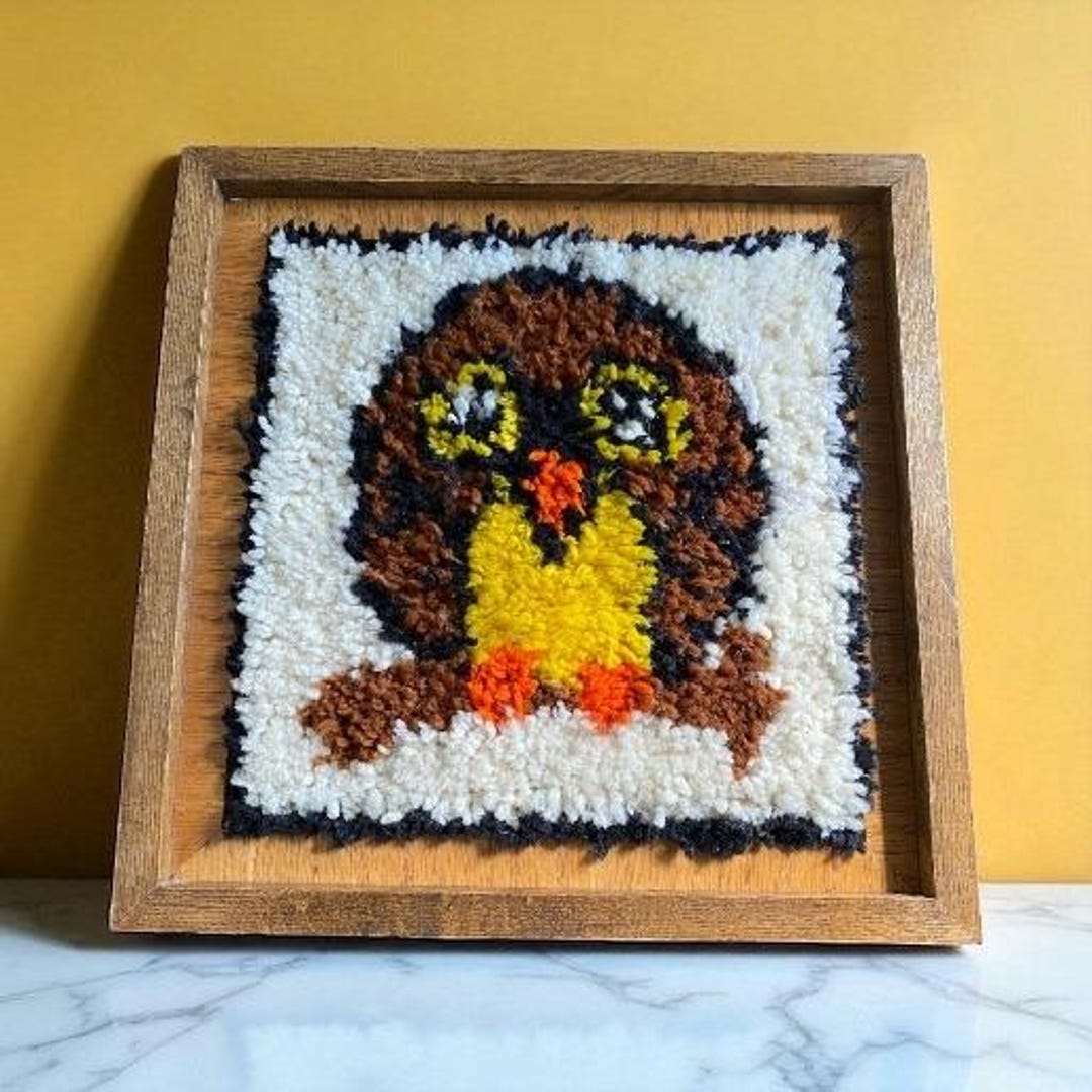 Vintage 70s Retro Owl Framed Latch Hook Wall Rug Decor - Etsy