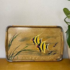 Vintage Mid Century Tropical Fish Hand Painted Wooden Serving Tray - Etsy