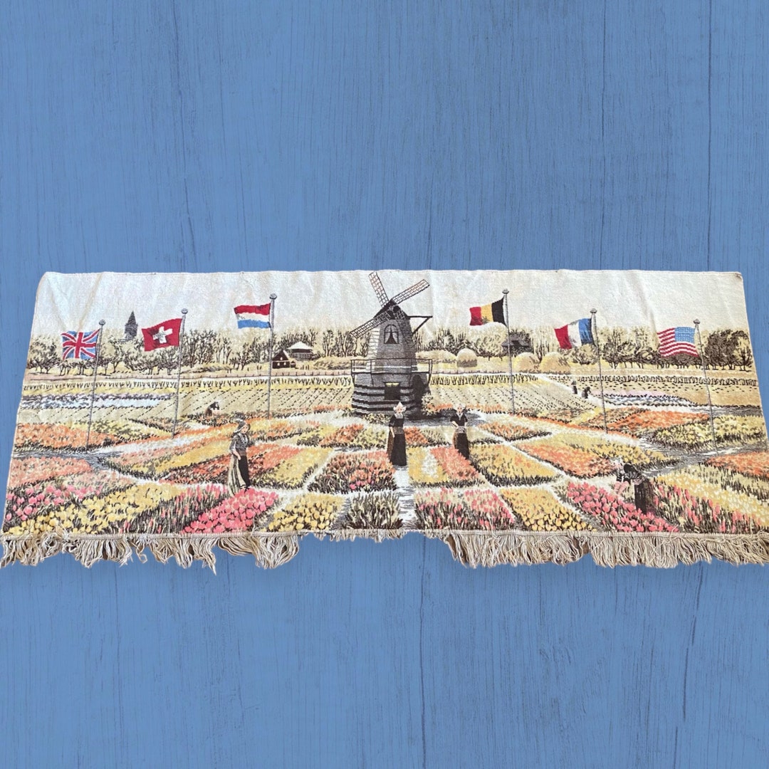 Vintage Holland Dutch Tapestry Wall Rug W/ Fringe Allie - Etsy