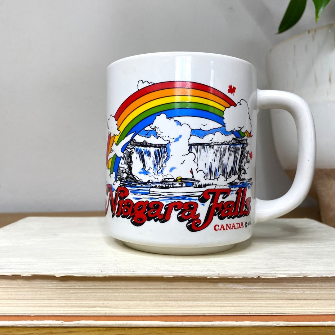 Vintage Niagara Falls Canada Rainbow Retro Ceramic Souvenir Travel Mug ...