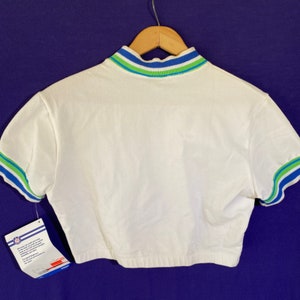 Vintage Pro Spirit Cropped White Blue & Green Stripe Mock Neck Shirt XL ...