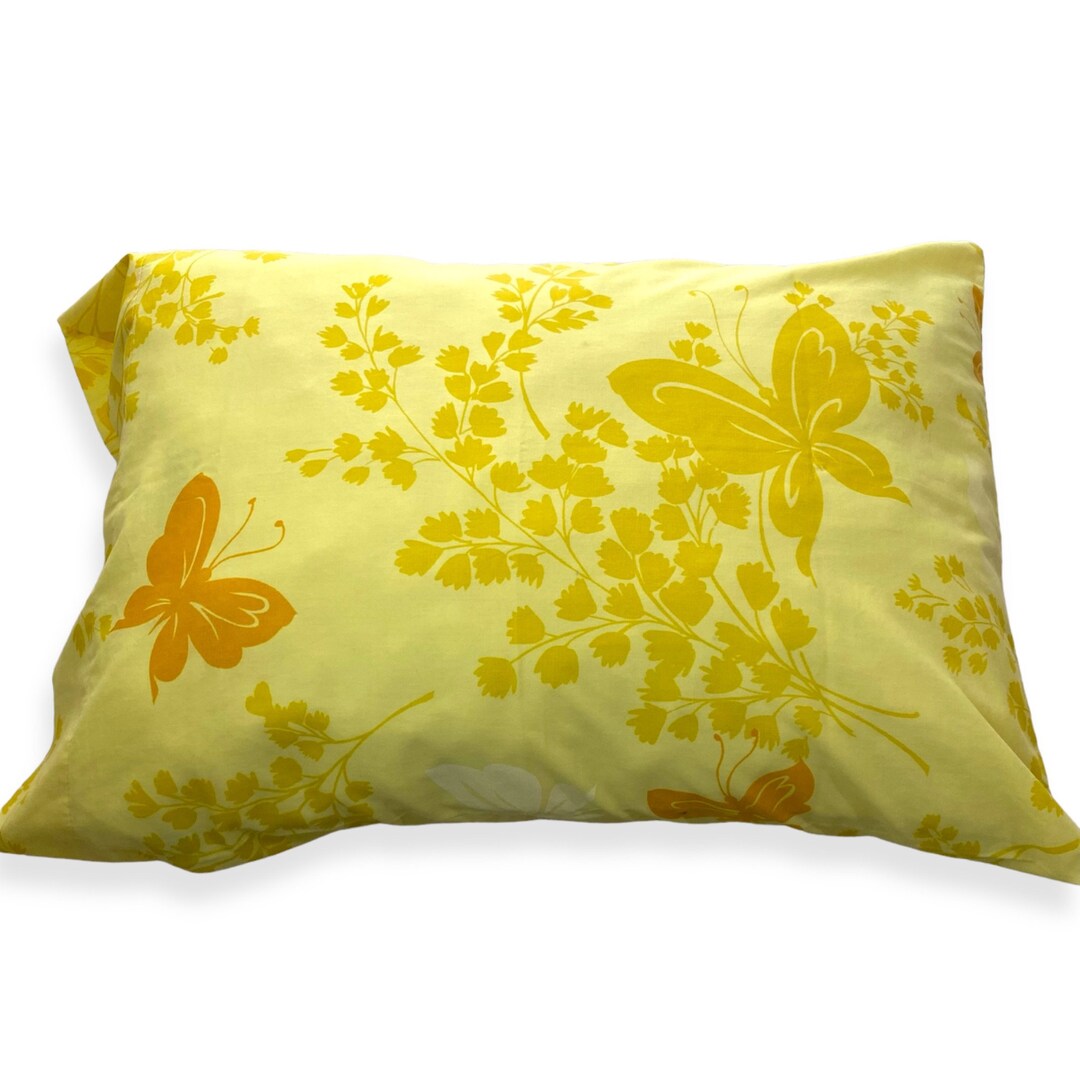 Vintage 70s Springmaid Wondercale mariposa Yellow Butterfly Pillowcase ...