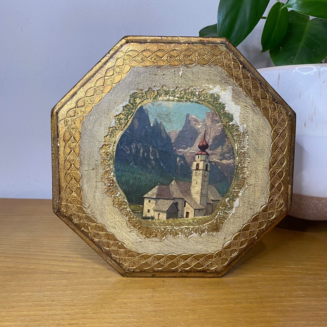 Vintage Italian Florentine Art Gold Gilt Wooden Plaque Wall Hanging 8 ...