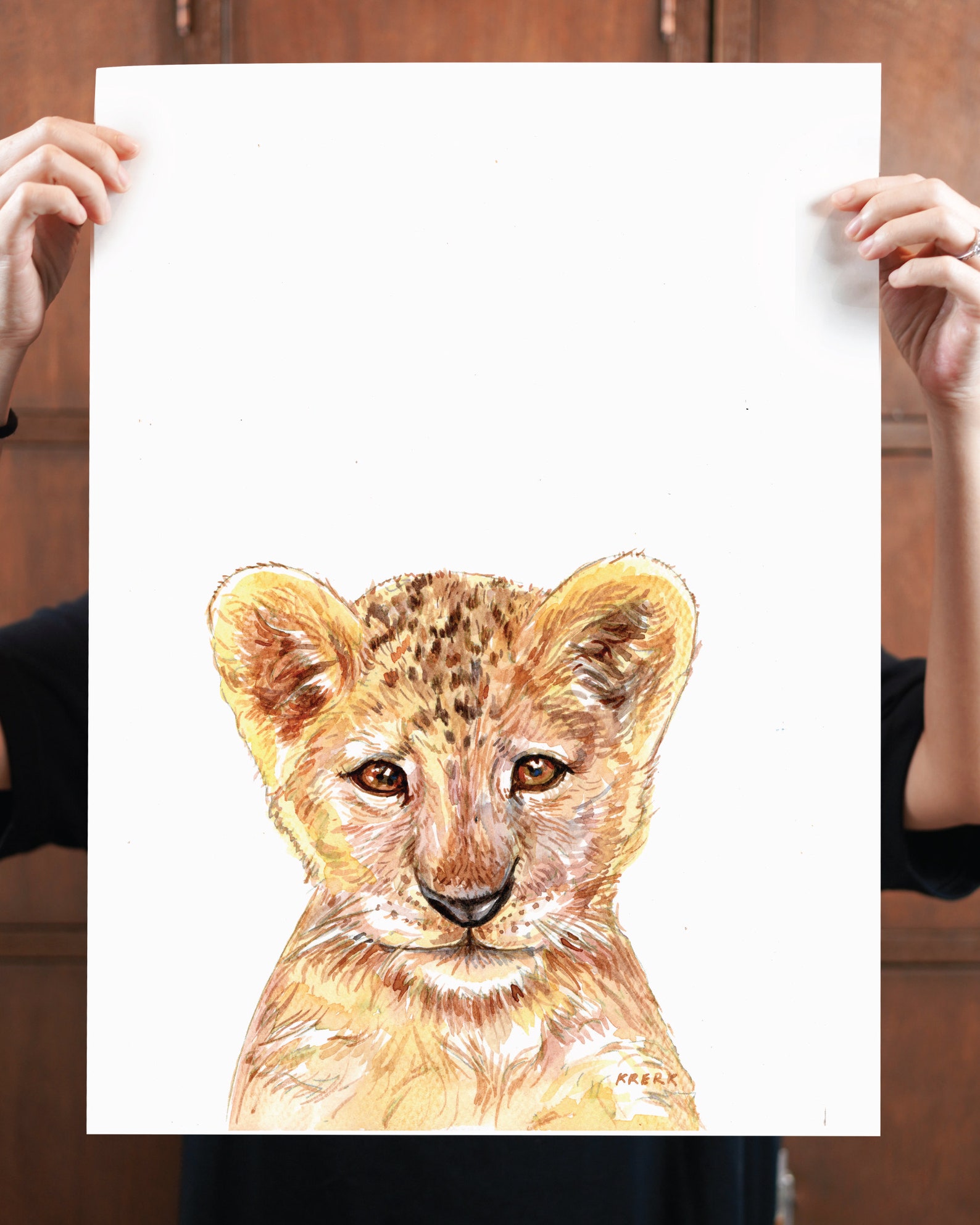 PRINTABLE Baby Lion Print, DIGITAL Download, Lion Poster, Watercolour ...