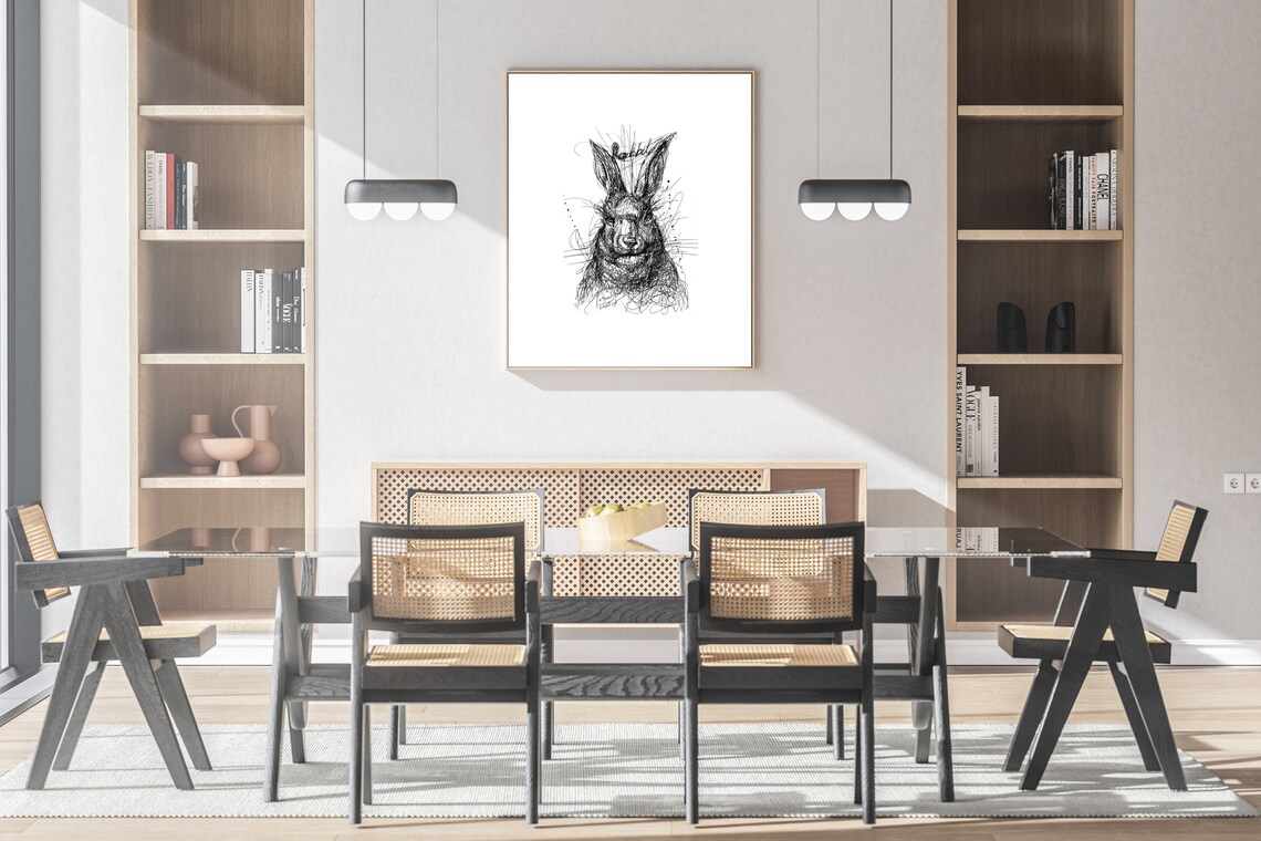 PRINTABLE RABBIT Print DIGITAL Download Rabbit Poster Pen - Etsy