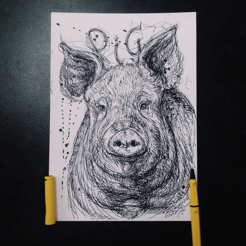 PRINTABLE PIG Print, DIGITAL Downloadable, Black & White Pig Poster ...