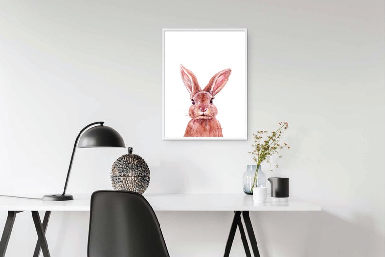 Nursery Decor, Bunny Rabbit Print Watercolour, Woodland Animals ...