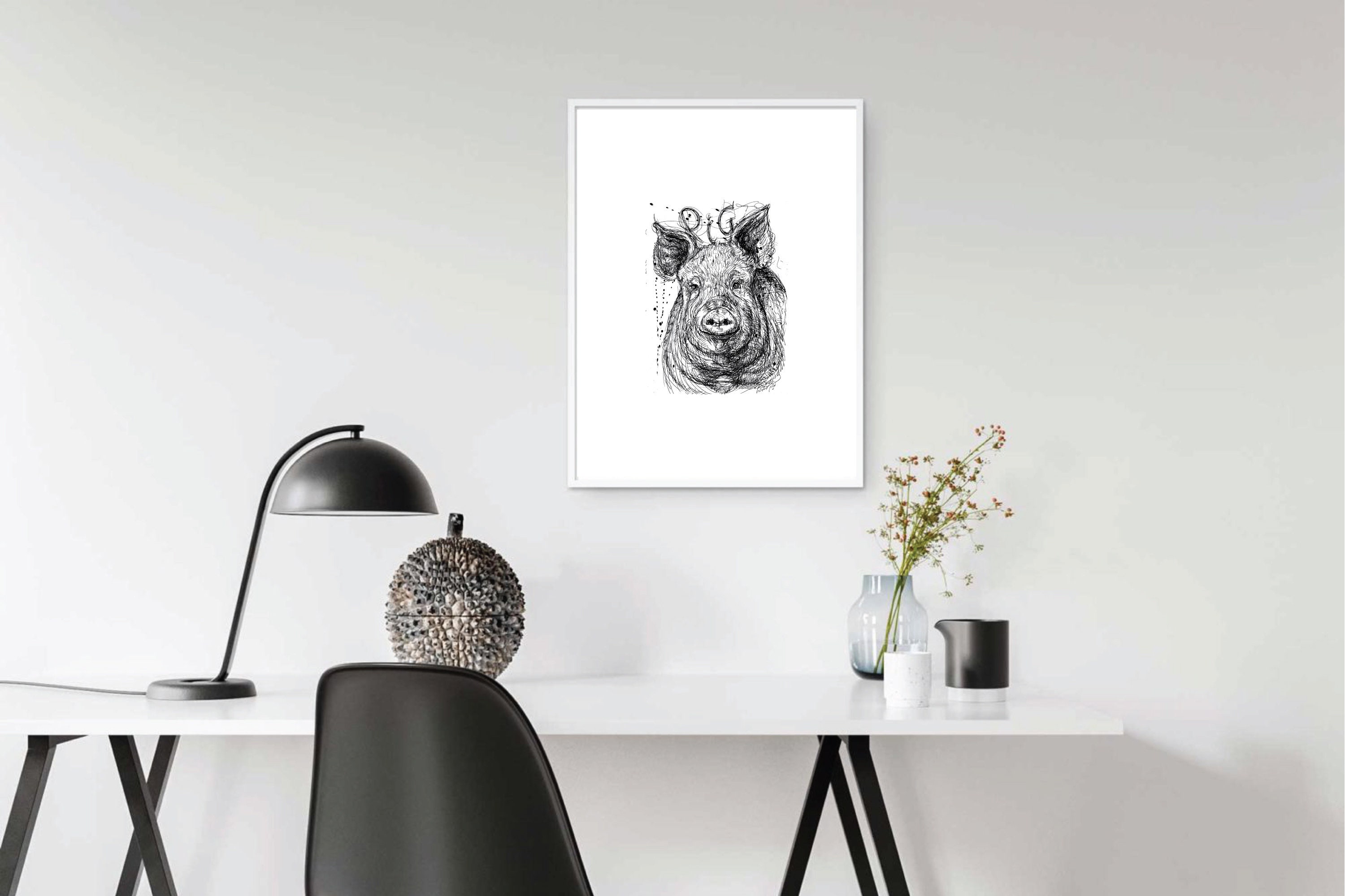 PRINTABLE PIG Print DIGITAL Downloadable Black & White Pig - Etsy