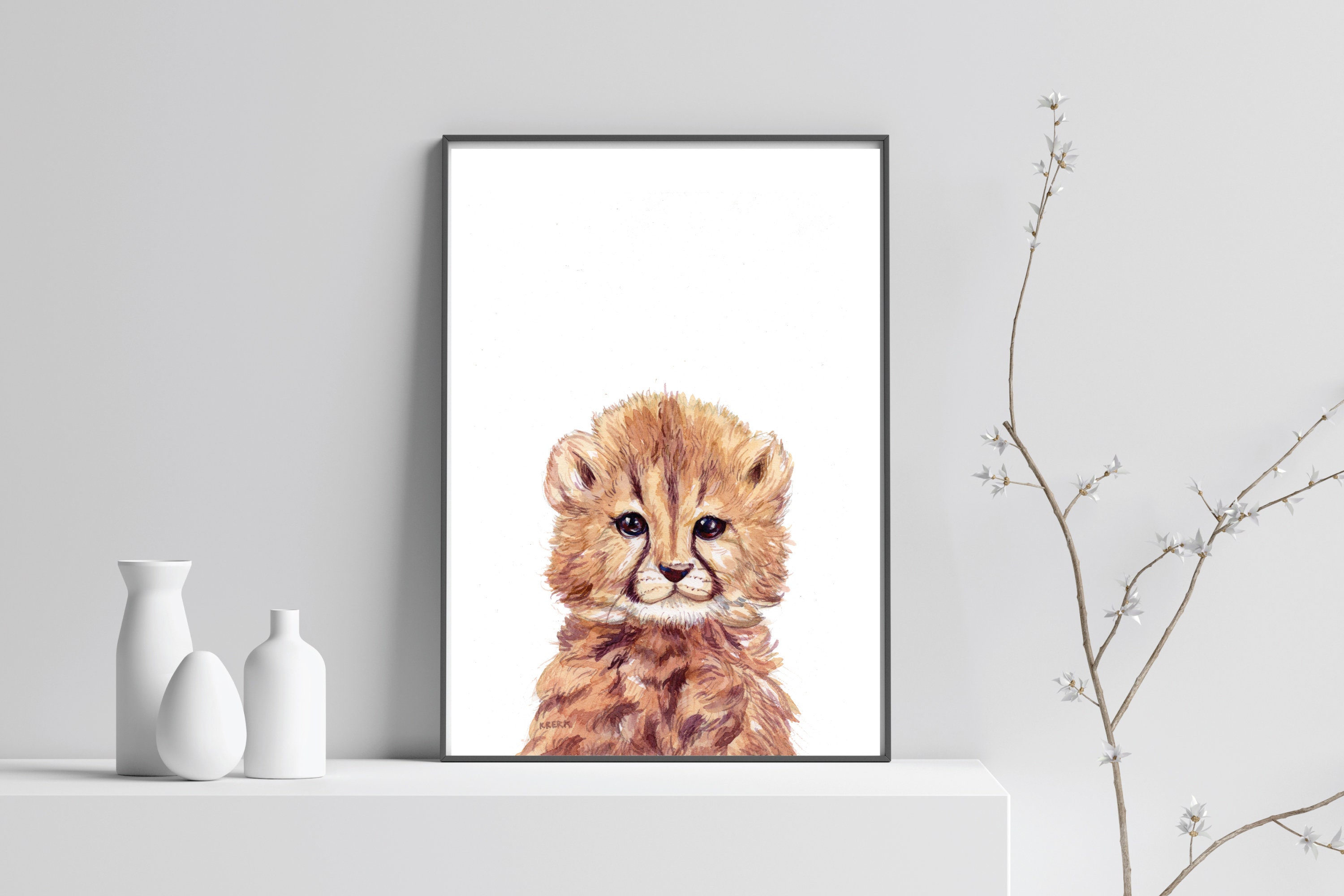 Nursery Decor, Little Tiger Print Watercolour, Woodland Animals ...