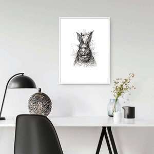 PRINTABLE RABBIT Print, DIGITAL Download, Rabbit Poster, Pen Drawing ...