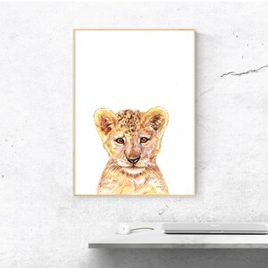 PRINTABLE Baby Lion Print, DIGITAL Download, Lion Poster, Watercolour ...