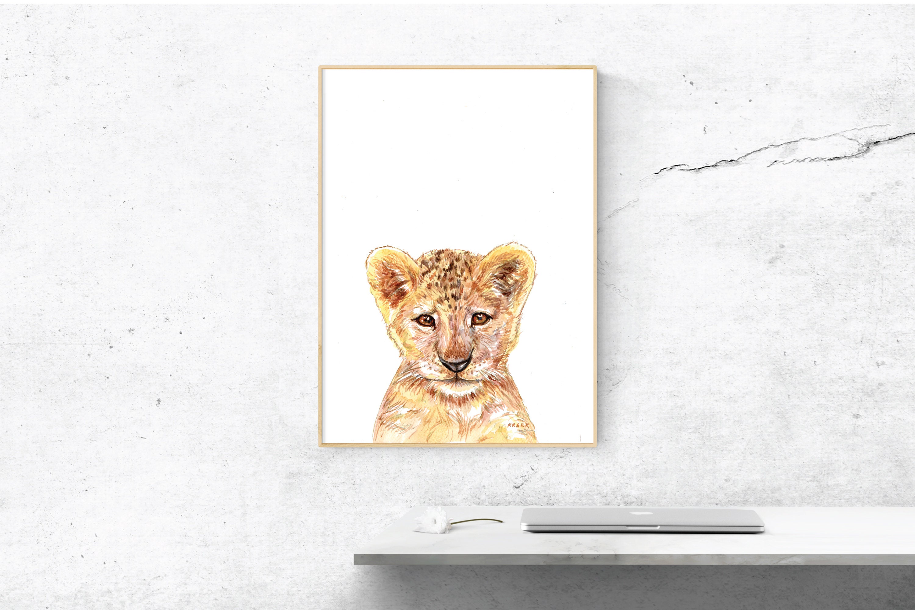 PRINTABLE Baby Lion Print, DIGITAL Download, Lion Poster, Watercolour ...