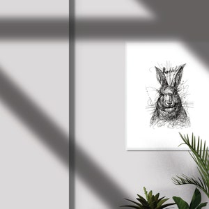 PRINTABLE RABBIT Print, DIGITAL Download, Rabbit Poster, Pen Drawing ...
