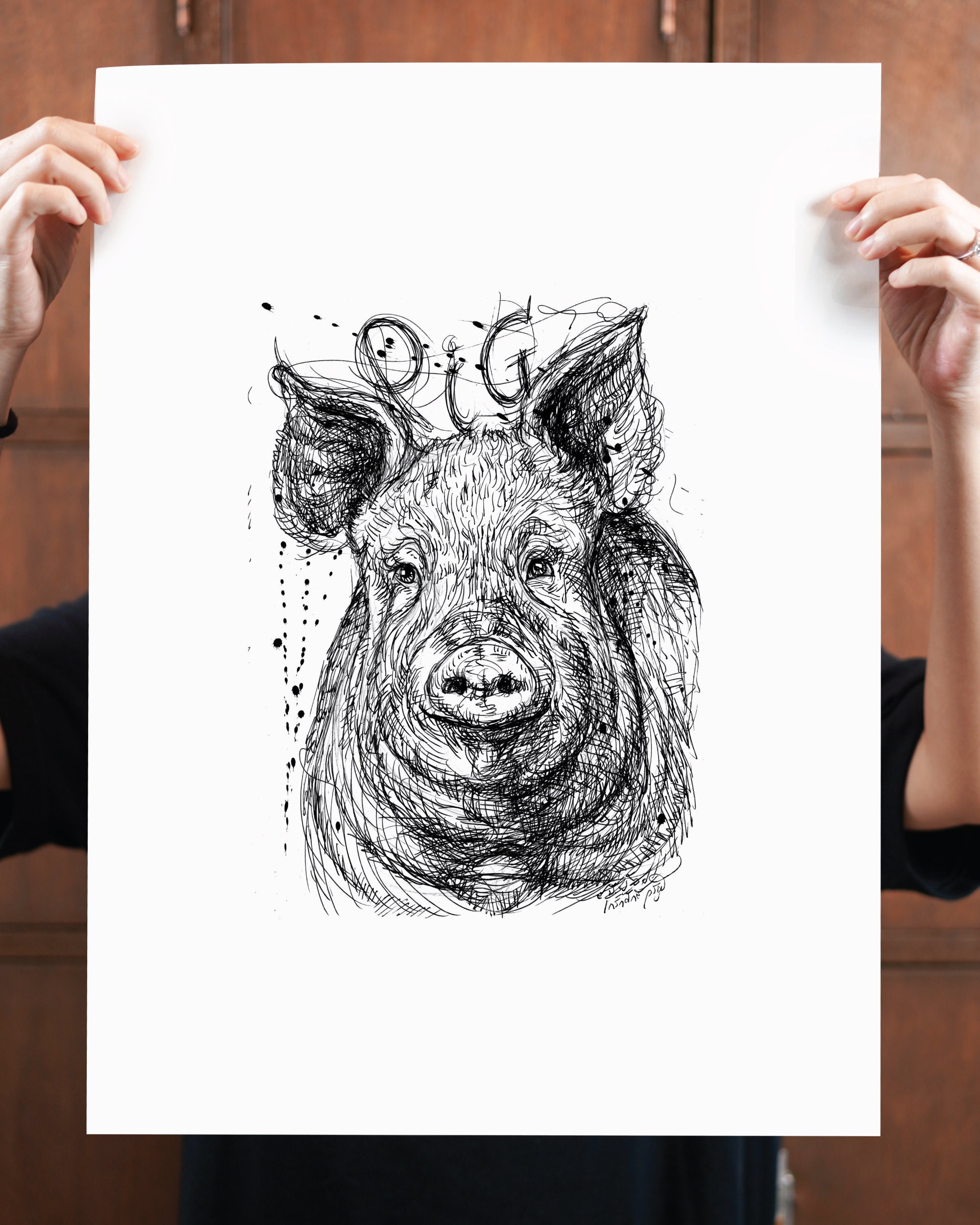 PRINTABLE PIG Print DIGITAL Downloadable Black & White Pig - Etsy