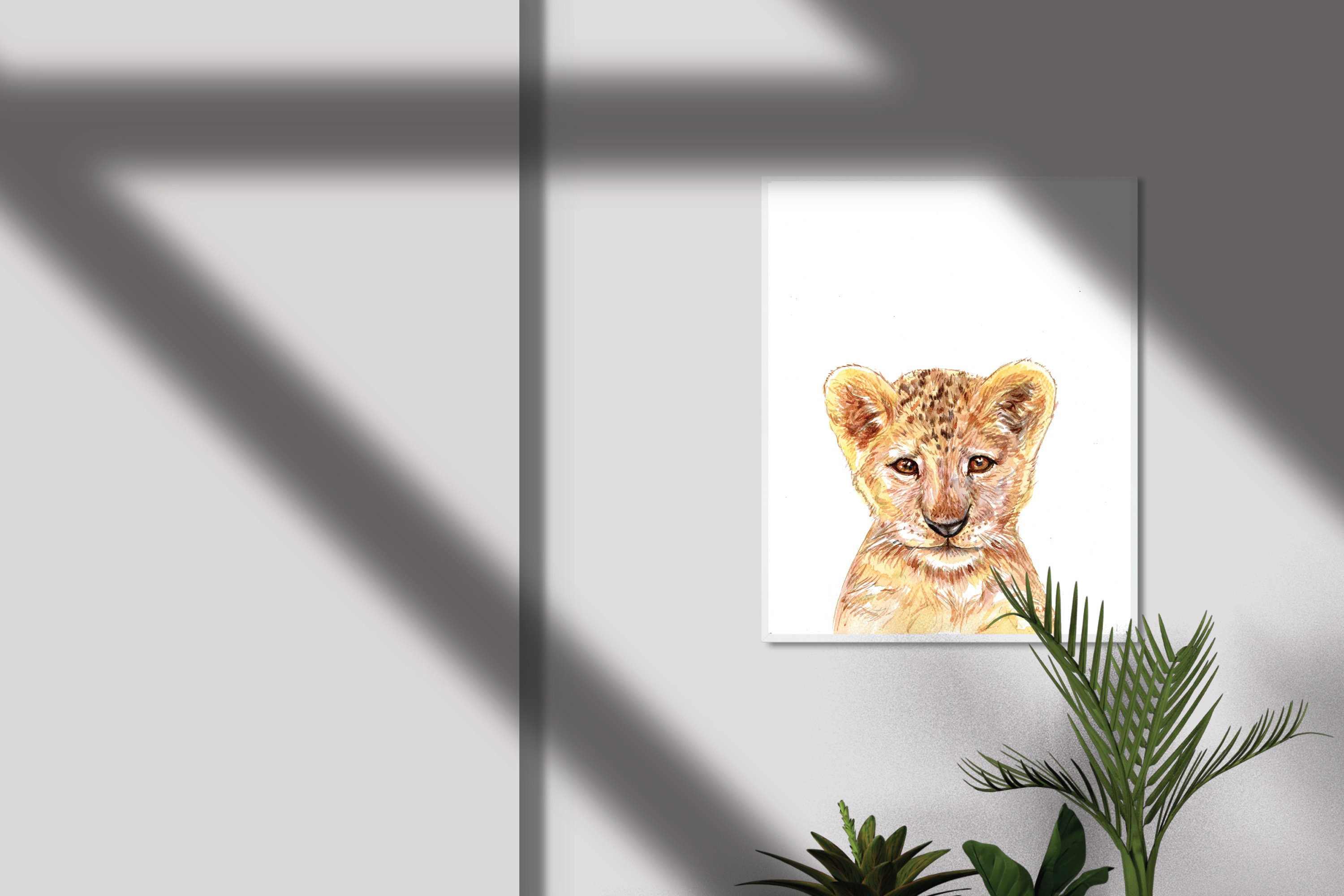 PRINTABLE Baby Lion Print, DIGITAL Download, Lion Poster, Watercolour ...