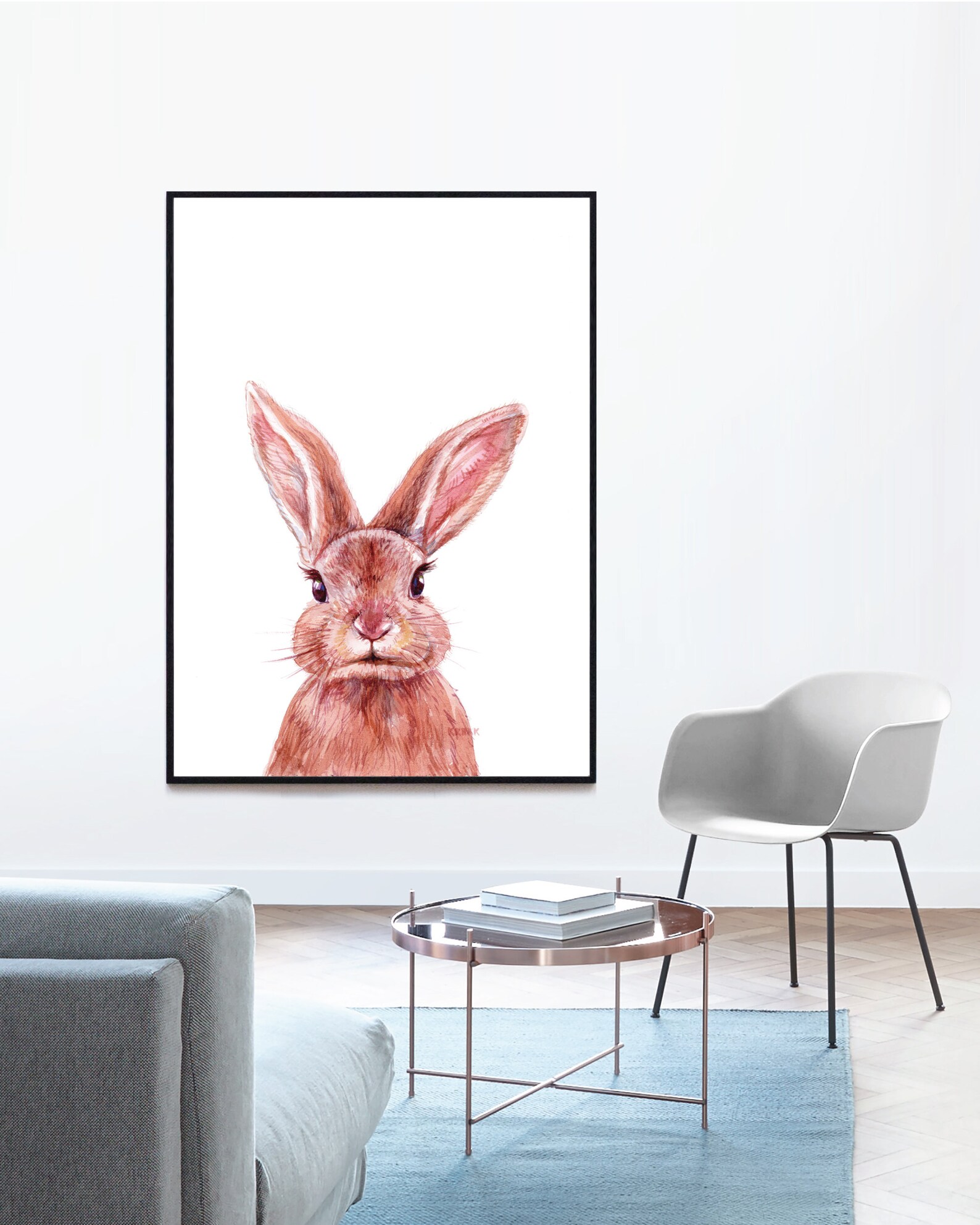Nursery Decor Bunny Rabbit Print Watercolour Woodland - Etsy