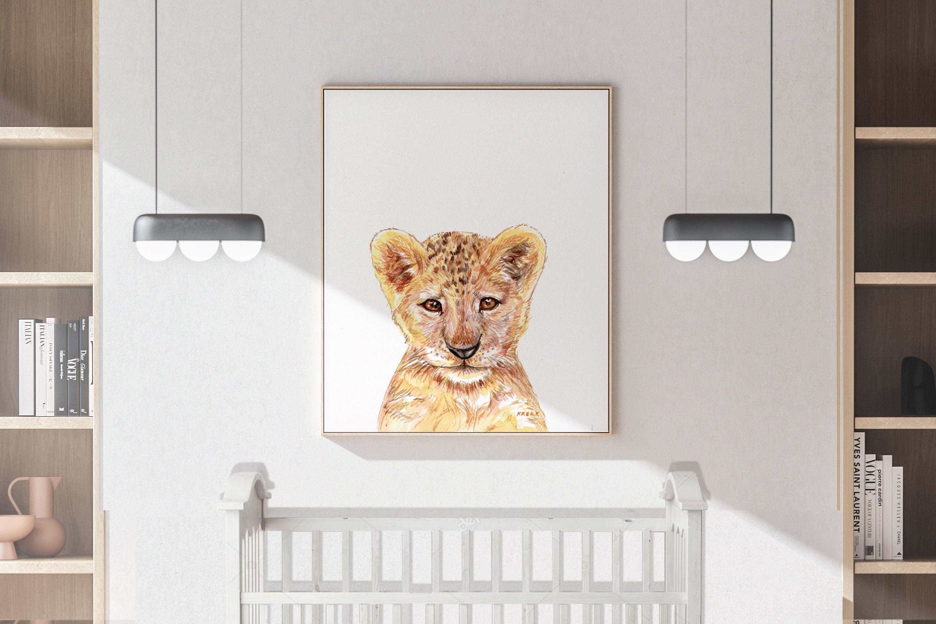 PRINTABLE Baby Lion Print, DIGITAL Download, Lion Poster, Watercolour ...