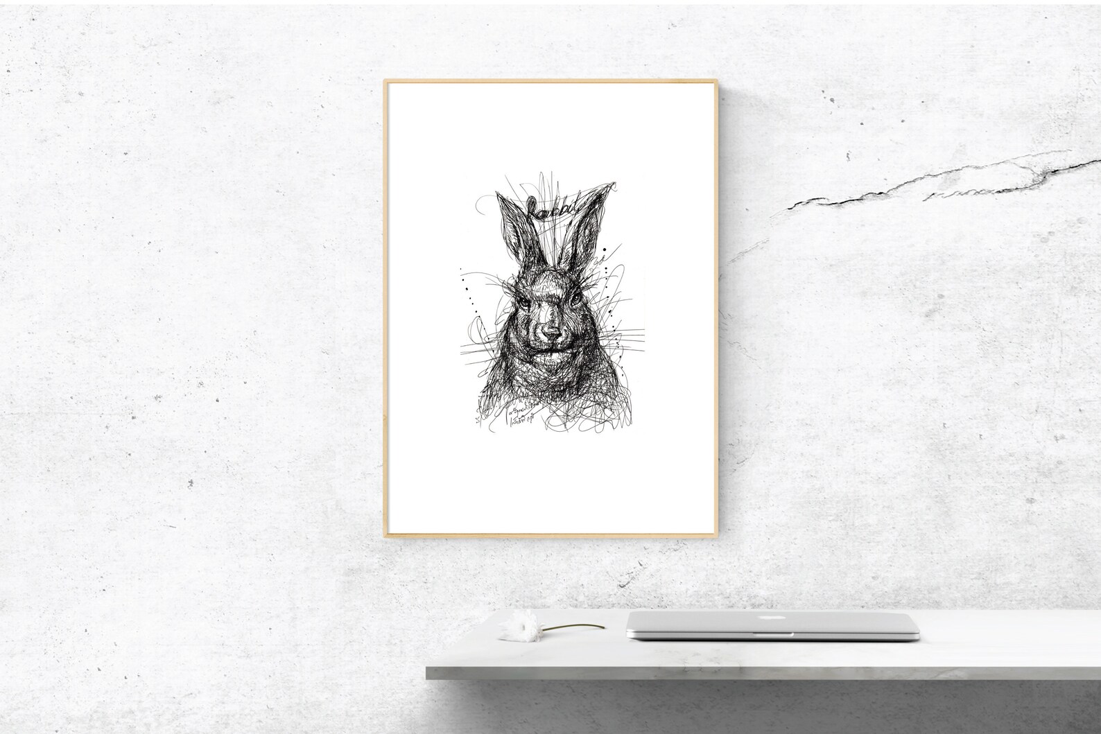 PRINTABLE RABBIT Print, DIGITAL Download, Rabbit Poster, Pen Drawing ...
