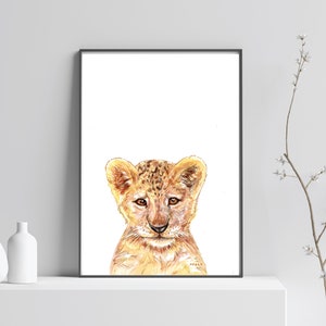 PRINTABLE Baby Lion Print, DIGITAL Download, Lion Poster, Watercolour ...