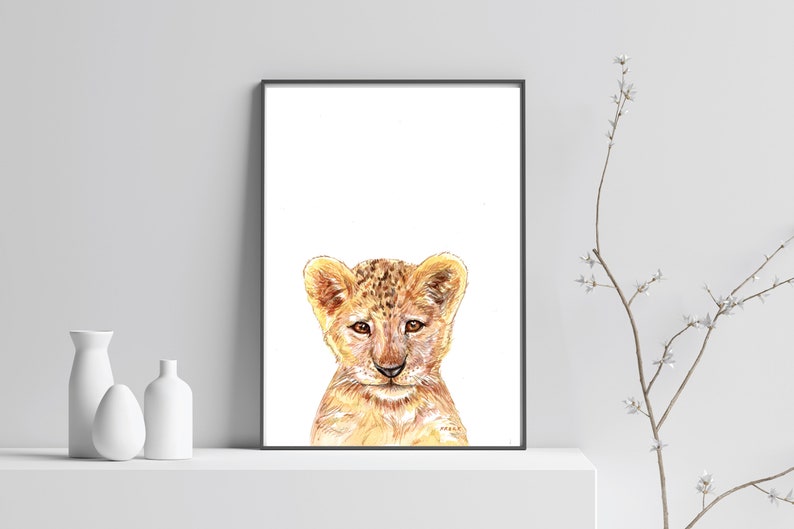PRINTABLE Baby Lion Print, DIGITAL Download, Lion Poster, Watercolour ...