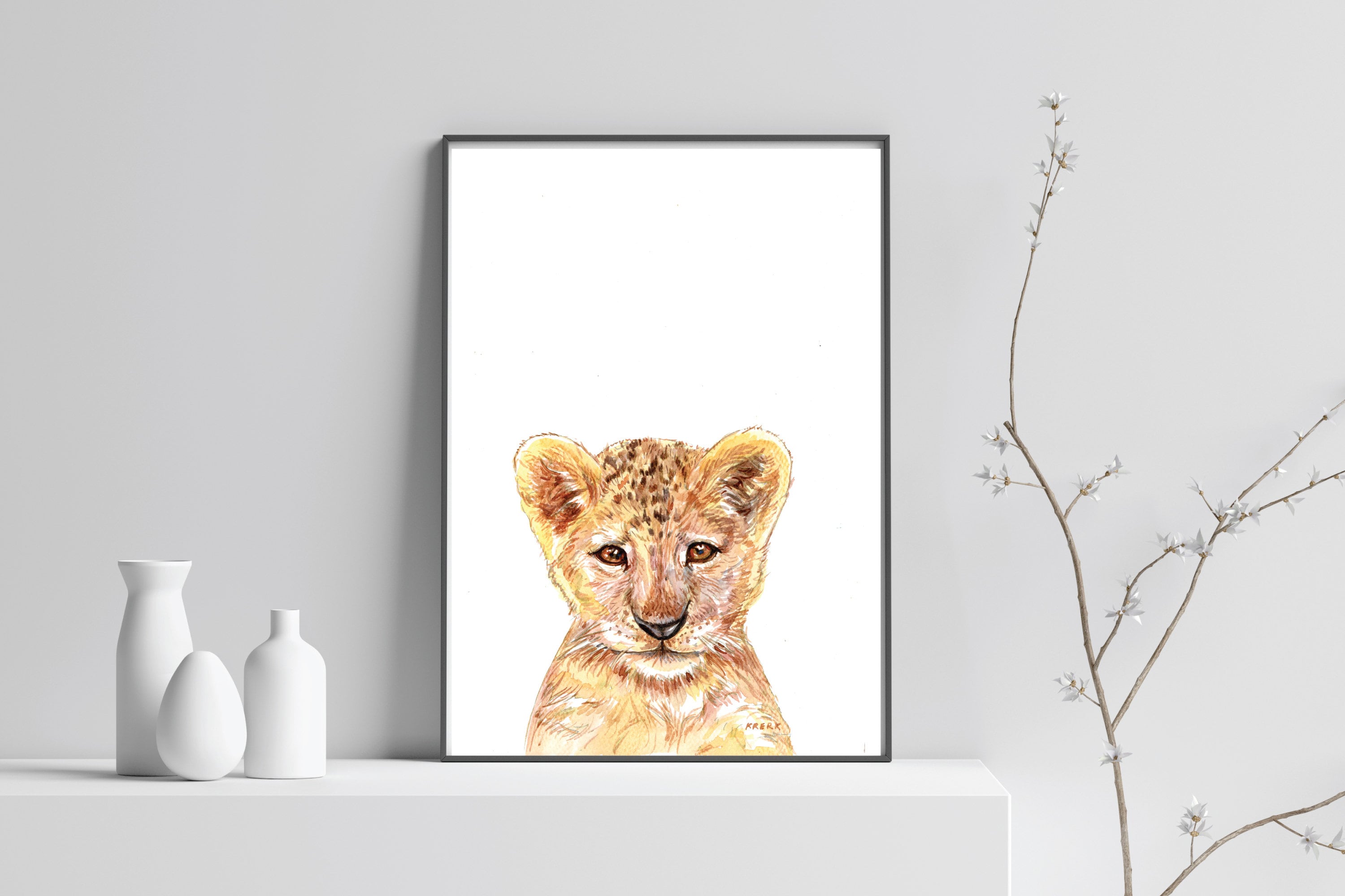 PRINTABLE Baby Lion Print, DIGITAL Download, Lion Poster, Watercolour ...