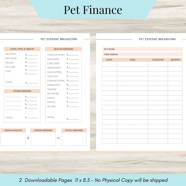 Pet Expense Tracker - Etsy