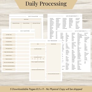 Daily Thought Processing Journal Pages for Daily Self Care, Daily ...