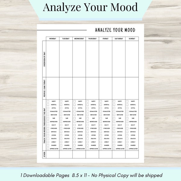 Weekly Mood Tracker - Etsy