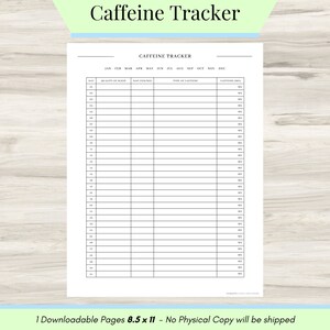 Caffeine Tracker, Hydration Log, Diet Log, Chronic Illness Tool, Health ...
