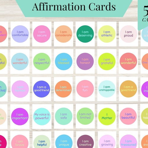 50 Kids Positive Affirmation Cards Mindfulness Gift for - Etsy