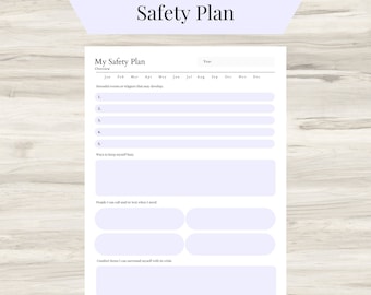 My Safety Plan Worksheet Psychology Mental Health - Etsy