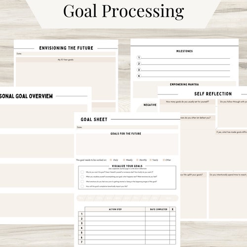 Goal Processing Journal Pages for Daily Self Care Mental | Etsy