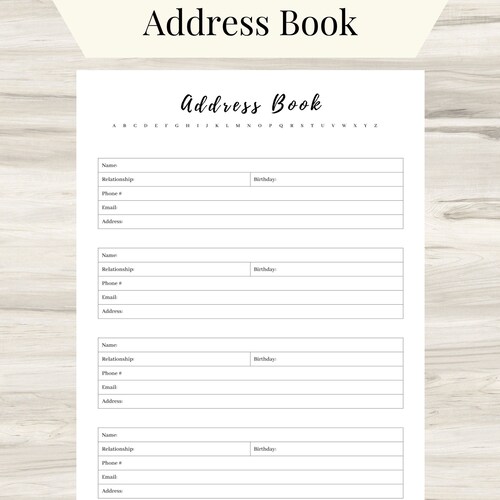 Contact List Printable Address Book Pages Printable Planner - Etsy