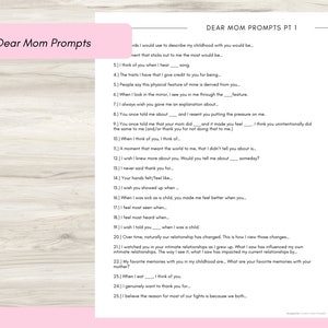 Dear Mom Journaling Prompts, Dear Mom Journal, Dear Mom I Get It, Dear ...