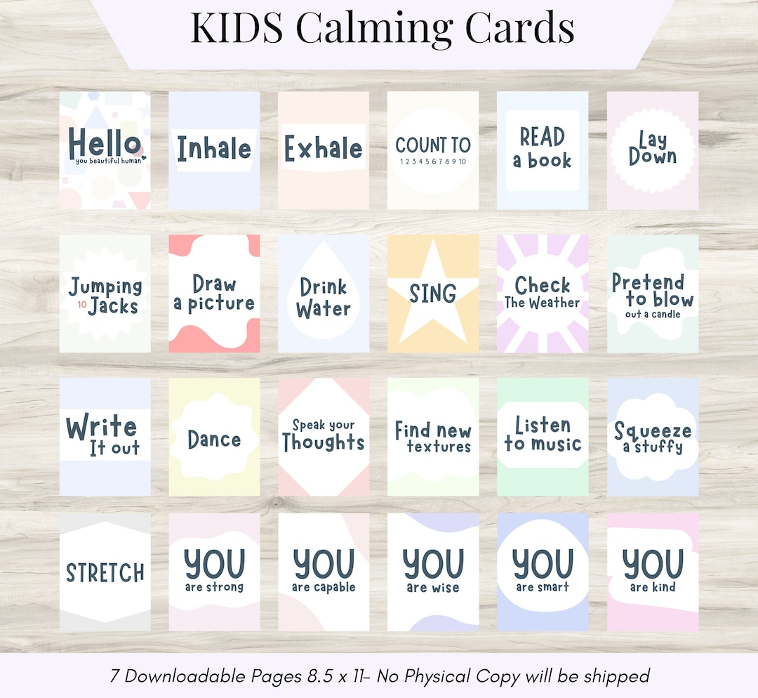 Kids Calming Card, Mindfulness Techniques, Grounding Cards, Calming ...