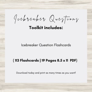 Icebreaker Question Flashcards: Conversation Starters (PDF) - Etsy