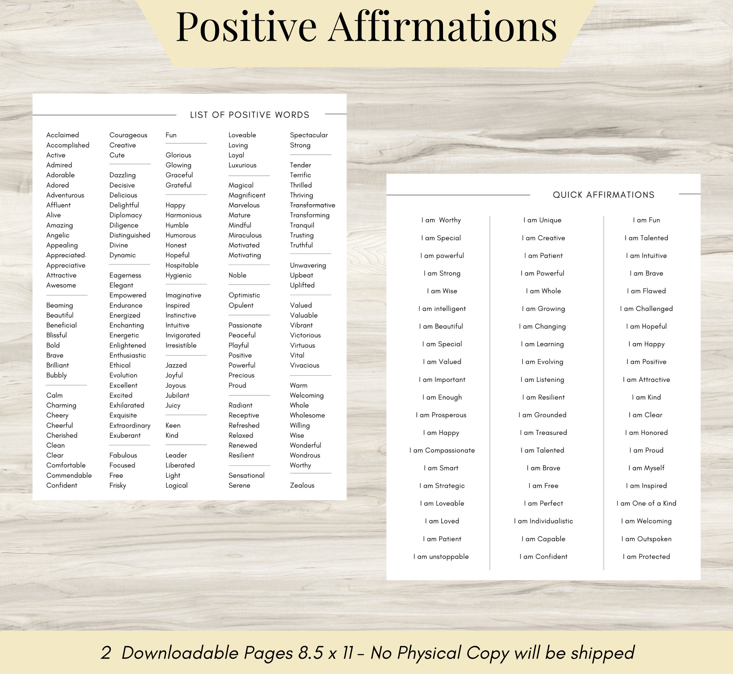 Positive Affirmations List: Mental Health & Self-care (PDF Download) - Etsy