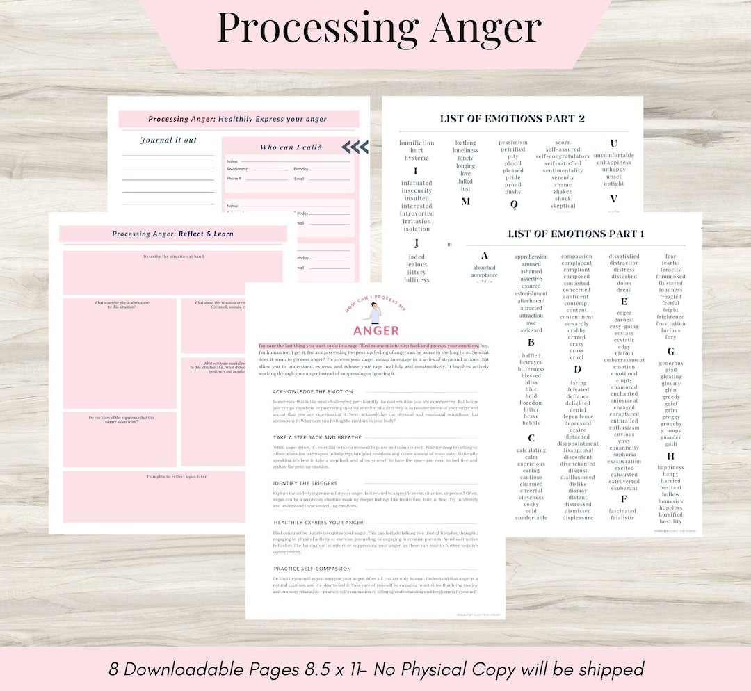 Anger Processing Journal: Mental Health Prompts & Strategies (PDF) - Etsy