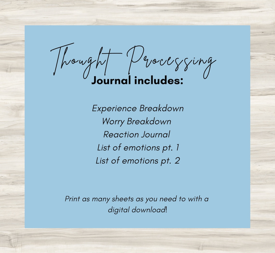 Thought Processing Journal Pages for Daily Self Care Mental - Etsy
