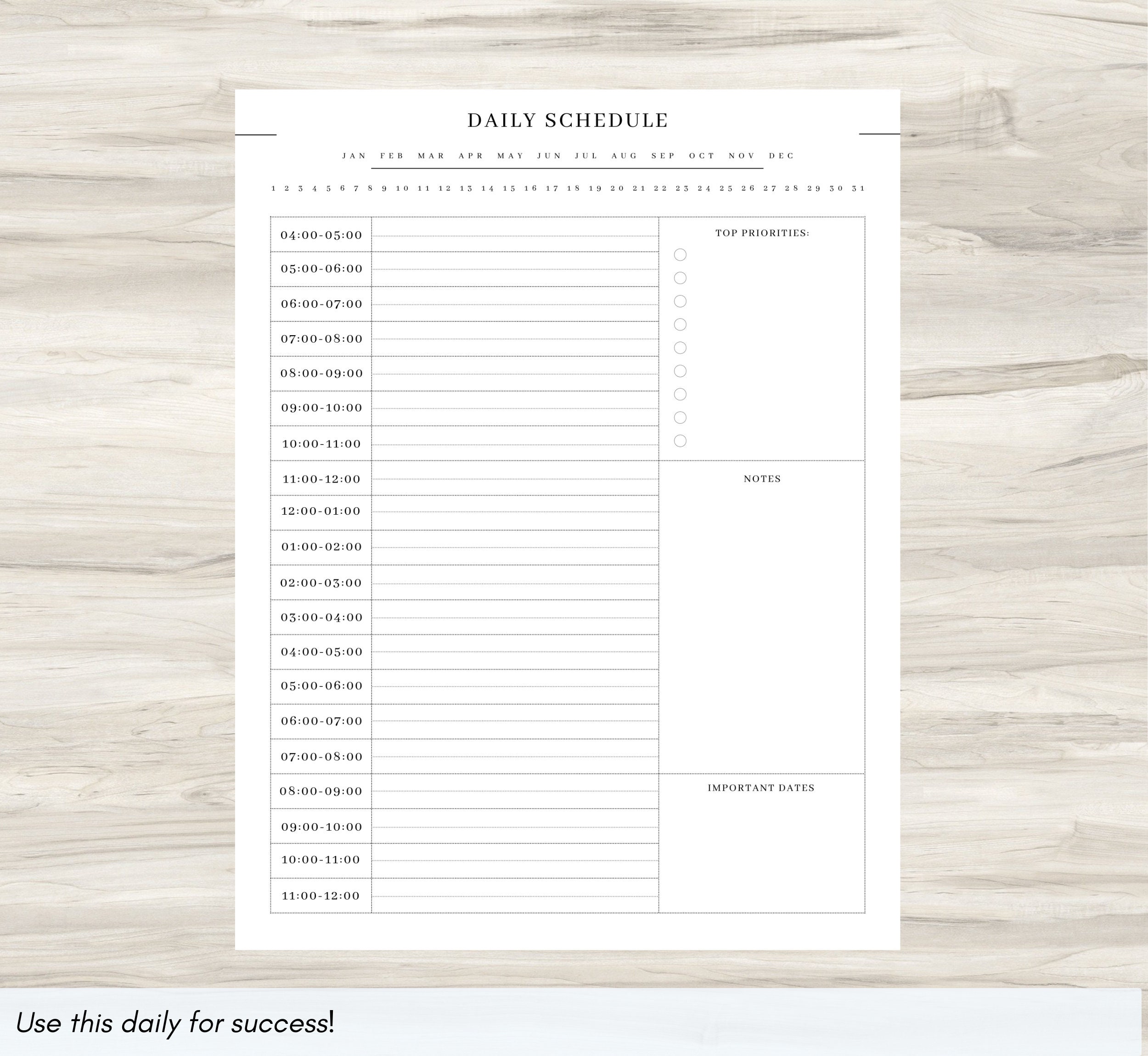 Daily Schedule Sheet, Daily Planner Printable, Daily Planner 2025 ...