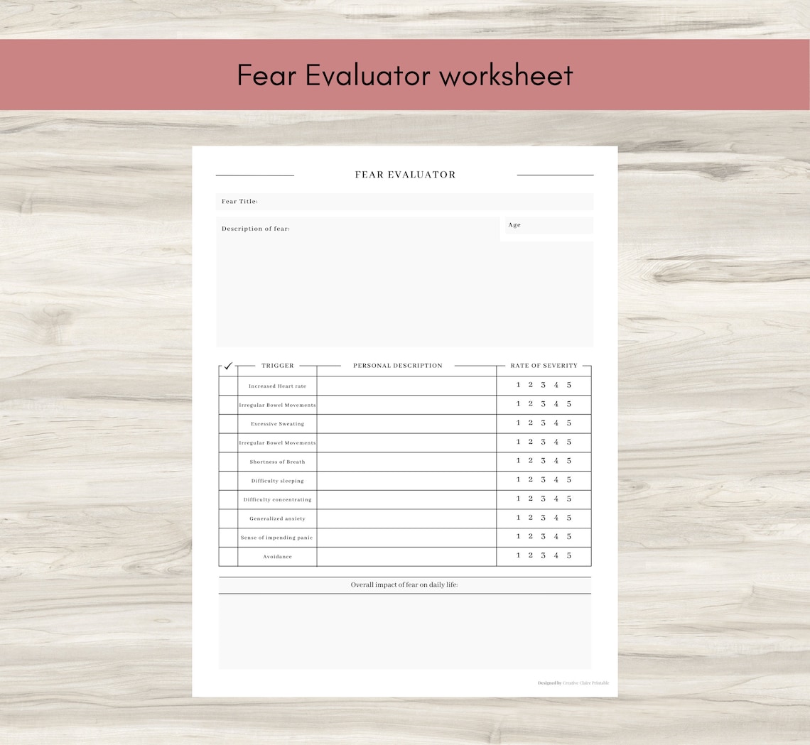 Elements of My Fear Fear Processing Therapy Worksheets for - Etsy