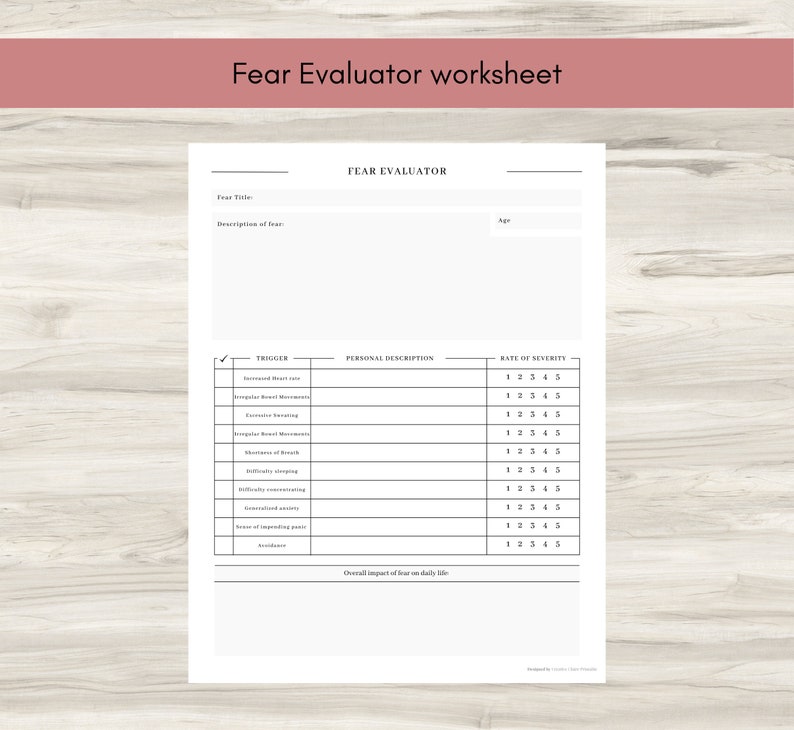 Elements of My Fear Fear Processing Therapy Worksheets for - Etsy