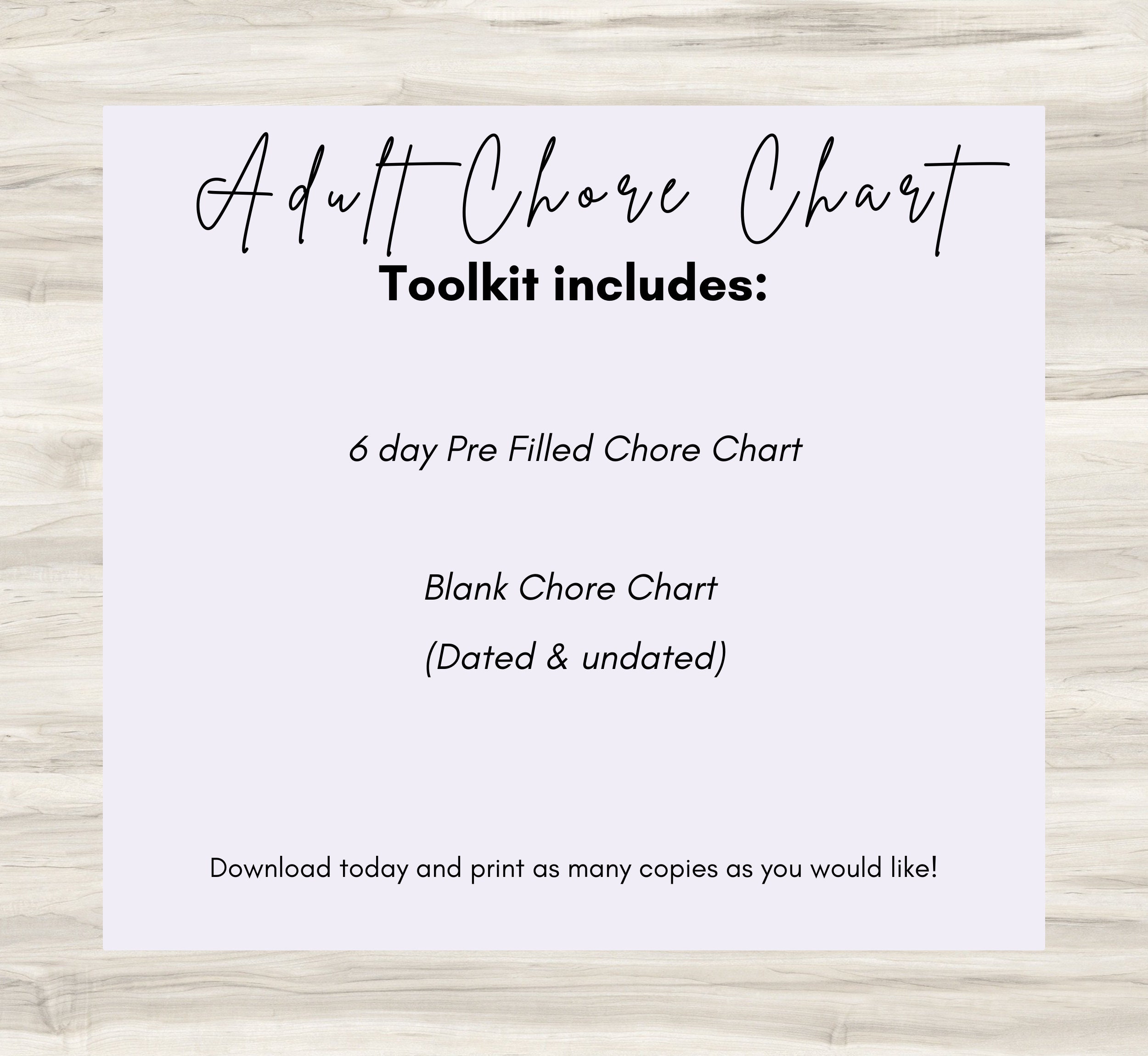 Adult Chore Chart Productivity Chart for Families Adults & - Etsy Canada
