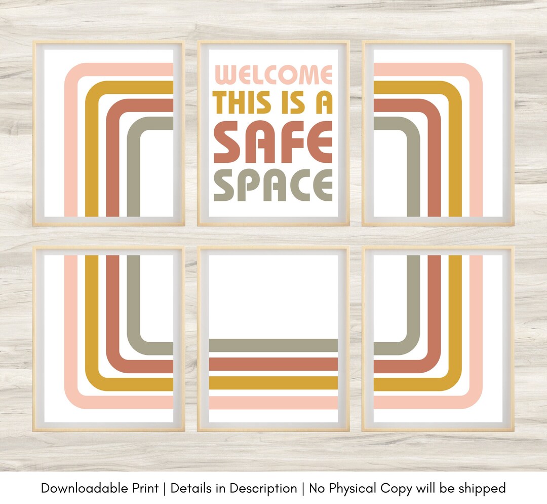 Safe Space Print: Boho Line Art, Mental Health Decor (digital Download ...