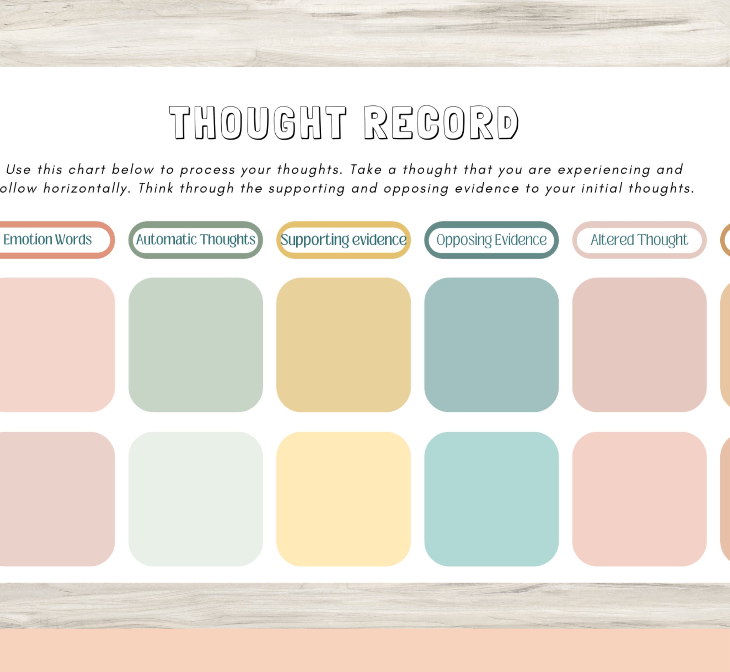 Thought Record Thought Log Thought Tracker Thought Bubble - Etsy