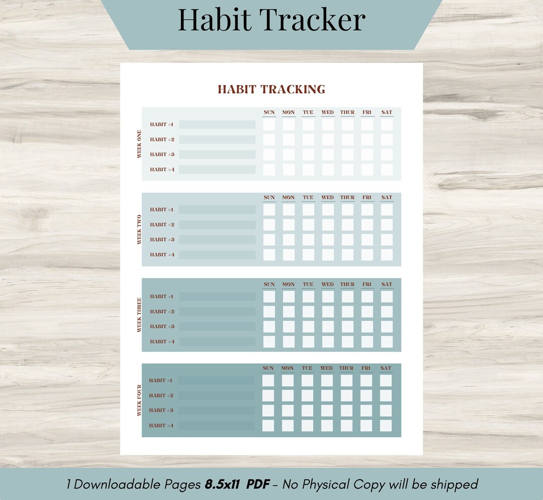 Habit Tracker, Daily Habit Tracker, Habit Planner, Monthly Habit ...