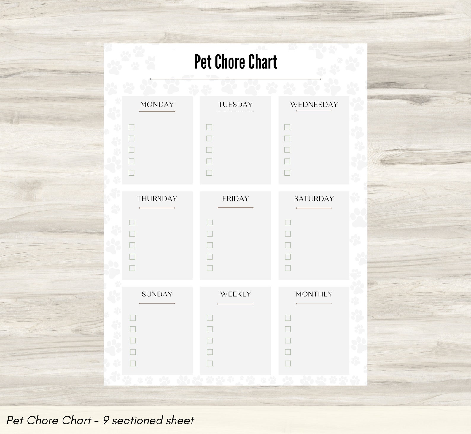 Pet Chore Chart Pet Chore Tracker Pet Chore Chart Printable | Etsy