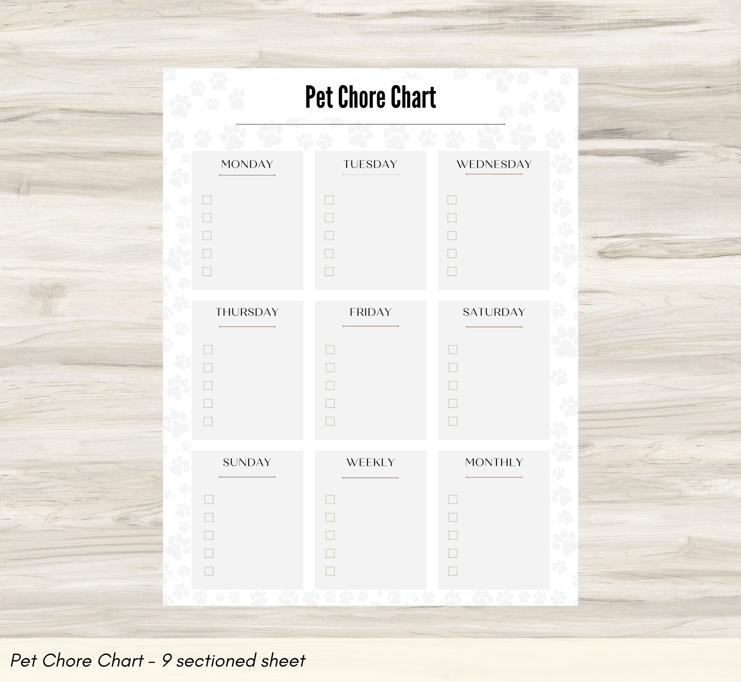 Pet Chore Chart Pet Chore Tracker Pet Chore Chart Printable | Etsy