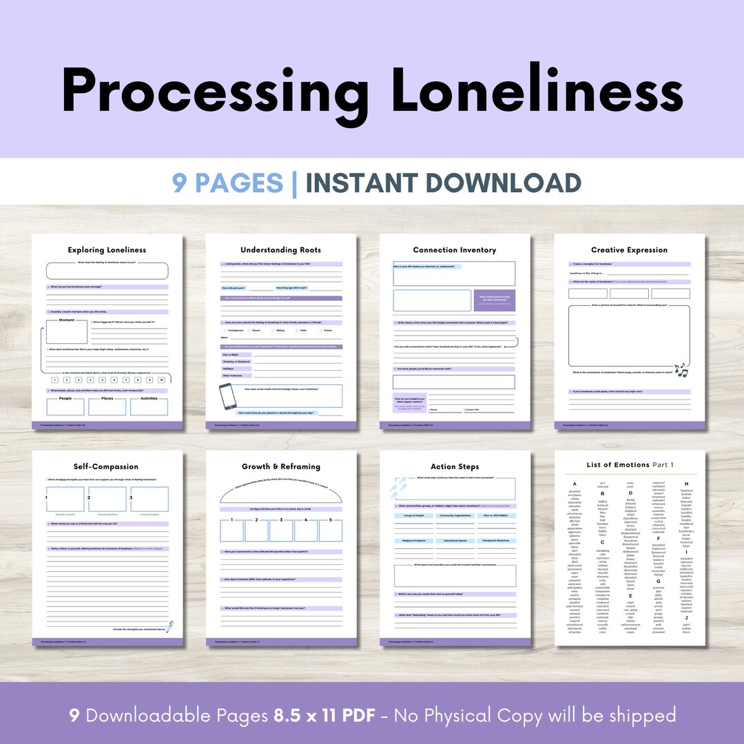 Processing Loneliness Journal 9 Page Guided Journal Filled With Prompts ...